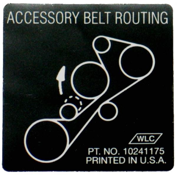 93-95 BELT ROUTING DECAL (LT1) | Volunteer Vette Corvette Parts
